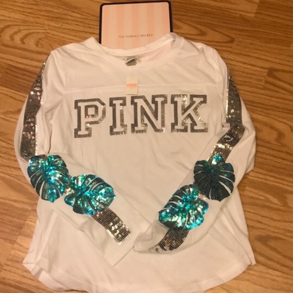 PINK Victoria's Secret | Tops | Nwt Victorias Secret Bling Football Tee ...